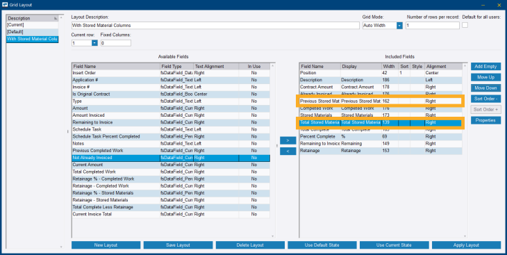 Invoicing with Stored Material and the AIA G703 Reports | Trimble User Assistance